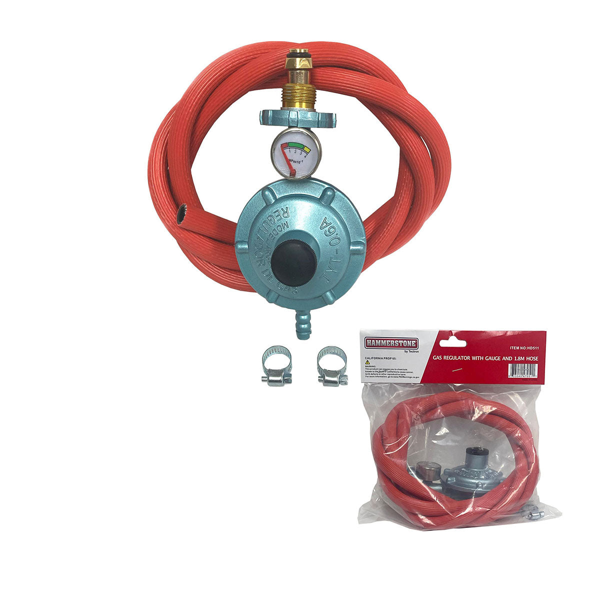 Gas Regulator With Gauge and 1.8M Hose - HD511– Tectron International